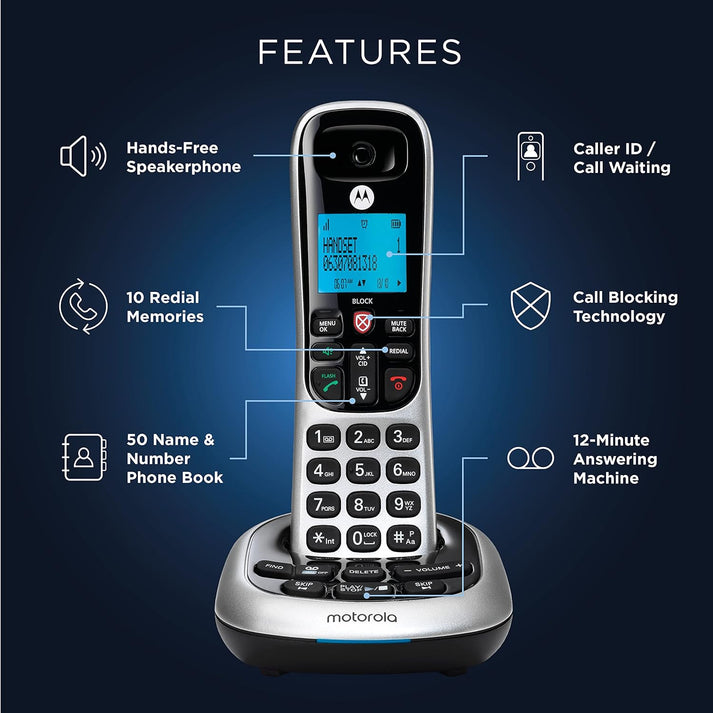 Motorola CD4013 Digital Cordless Phone with Answering Machine with 3 H ...